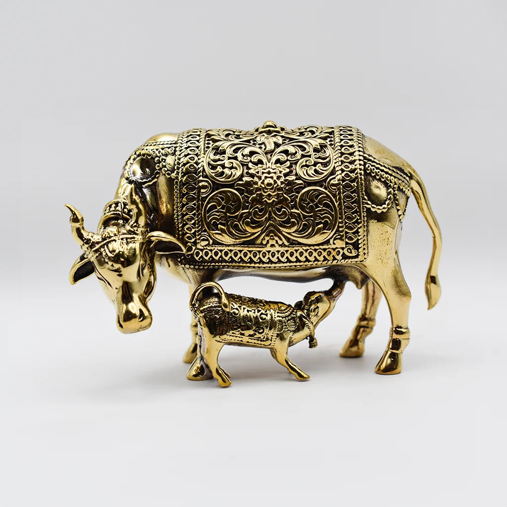 Divine Presence: Golden Cow Statue for Peace and Prosperity - Indian ...